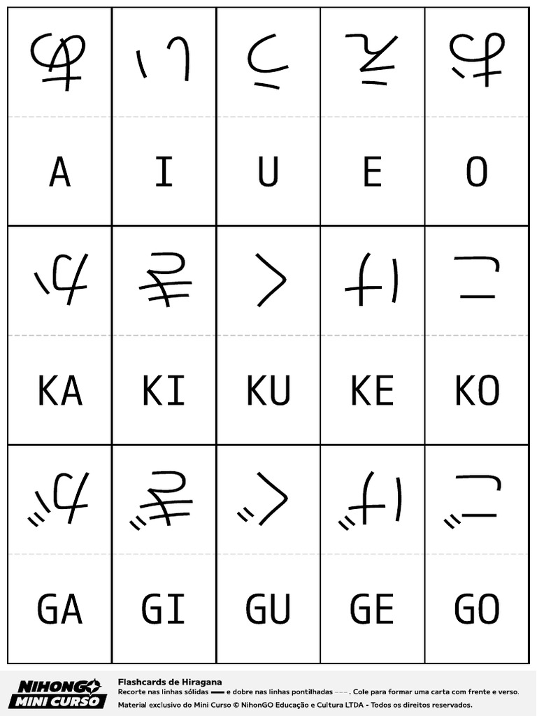 Nihongo Minicurso Flashcards Hiragana | PDF