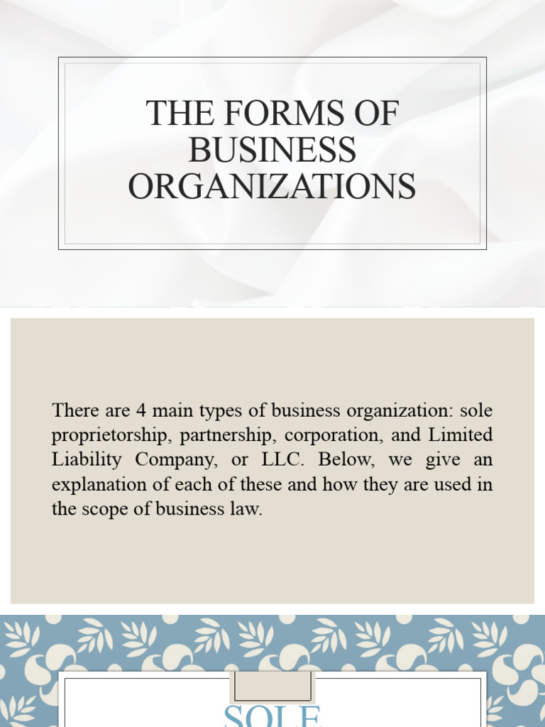The Forms of Business Organizations | PDF | Limited Liability Company ...