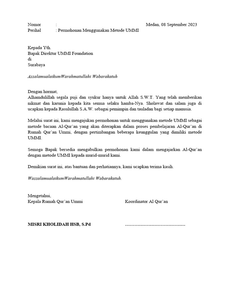 Contoh Surat Permohonan | PDF