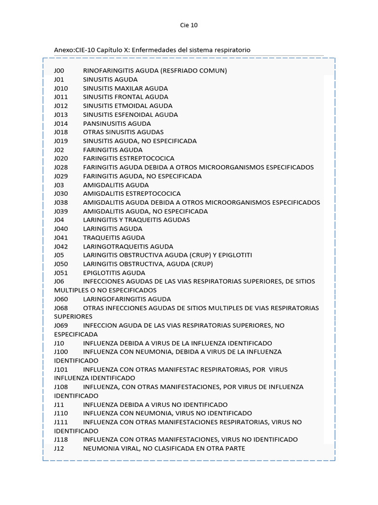 CIE-10 IRAS y Heridas | PDF | Neumonía | Resfriado comun