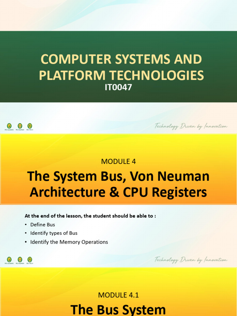 (M4 MAIN) TheSystemBusvONeumannArchitectureCPURegisters | PDF | Central Processing Unit ...