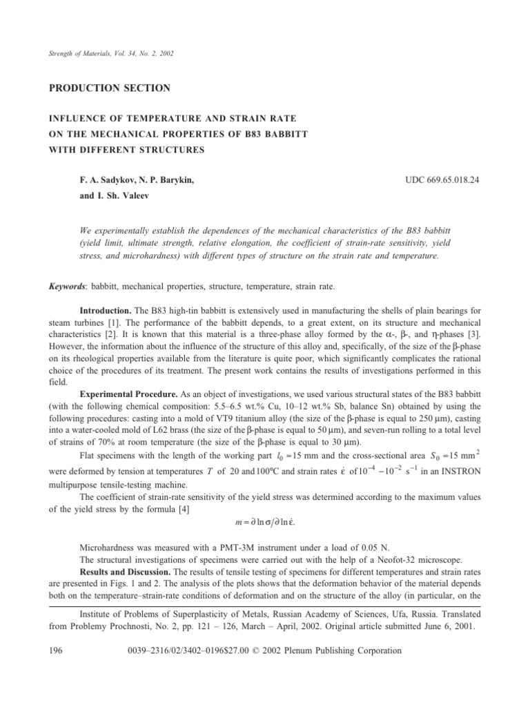Influence of Temperature and Strain Rate | PDF | Deformation (Engineering) | Yield (Engineering)