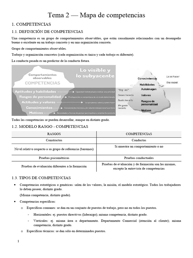 Tema 2. Mapa de Competencias (Técnicas en Organización) | PDF | Business | Comportamiento
