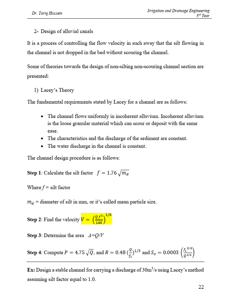Lec 4 | PDF | Discharge (Hydrology) | Silt