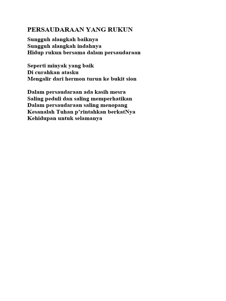 Persaudaraan Yang Rukun | PDF