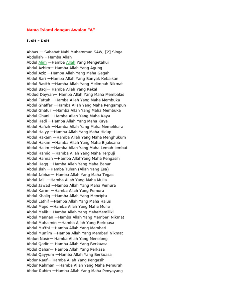 NAMA Nama ISlami | PDF