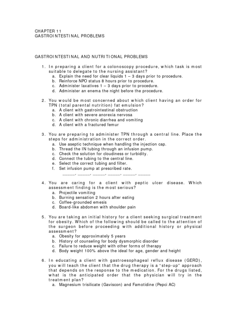 Gastrointestinal Nursing Priorities | PDF | Surgery | Diarrhea