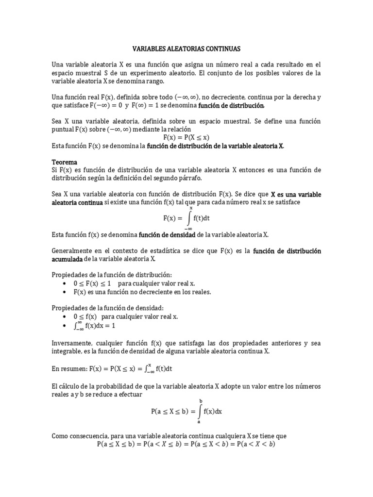 BPTMI20 Variables Aleatorias Continuas | PDF | Variable aleatoria | Distribución de probabilidad