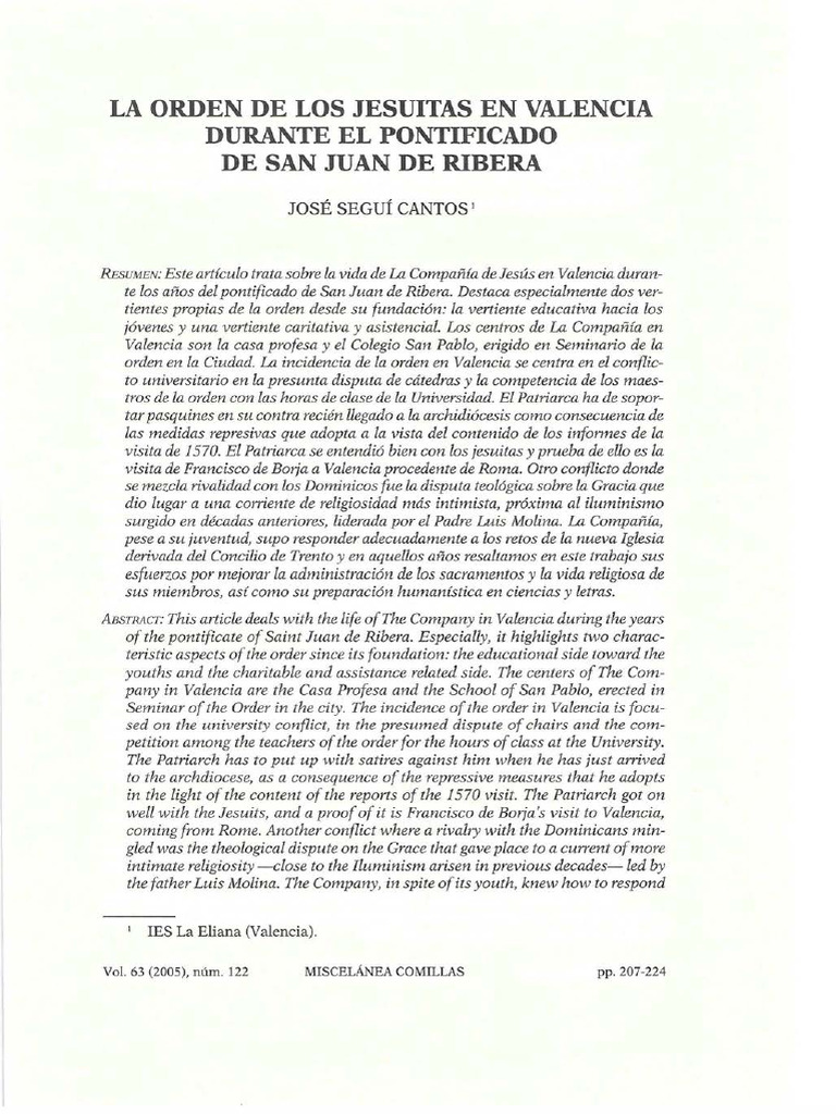 La Orden de Los Jesuitas en Valencia Dur | PDF | Iglesia Católica ...