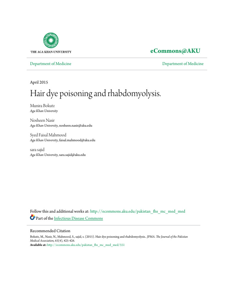 Hair Dye Poisoning and Rhabdomyolysis. | PDF | Nephrology | Causes Of Death