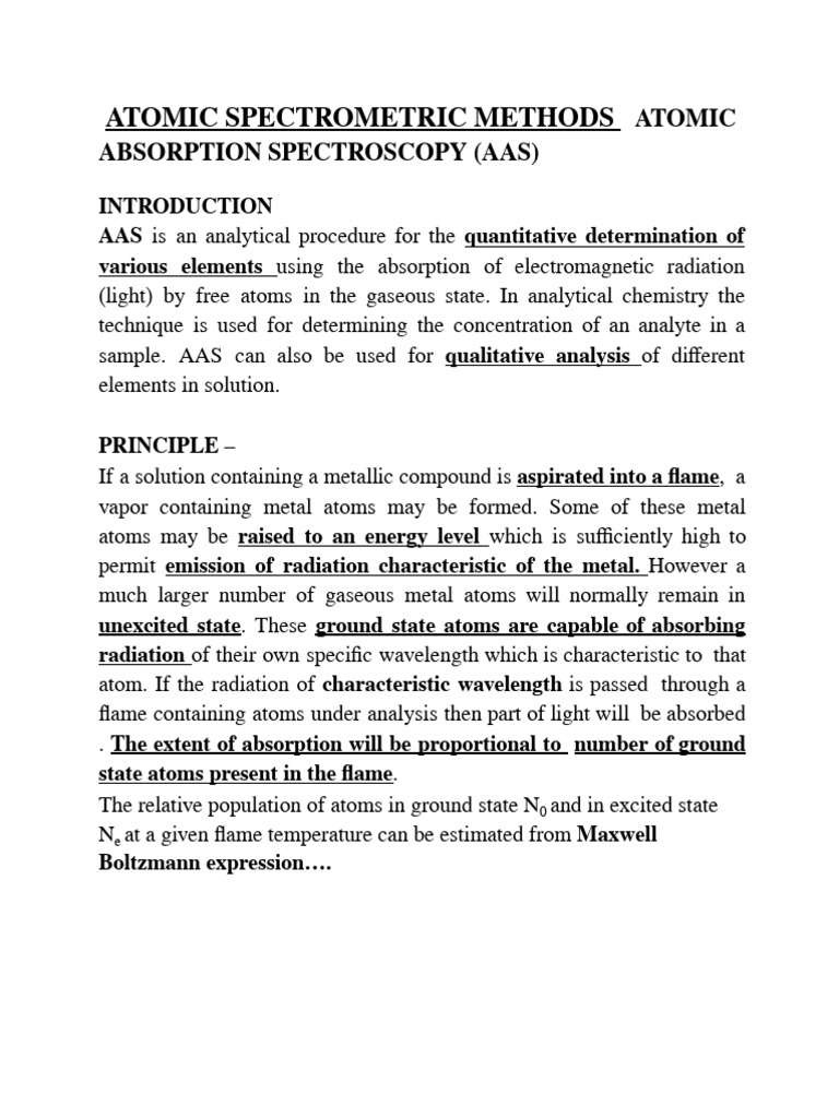 Aas Notes | PDF | Atomic Absorption Spectroscopy | Absorption Spectroscopy