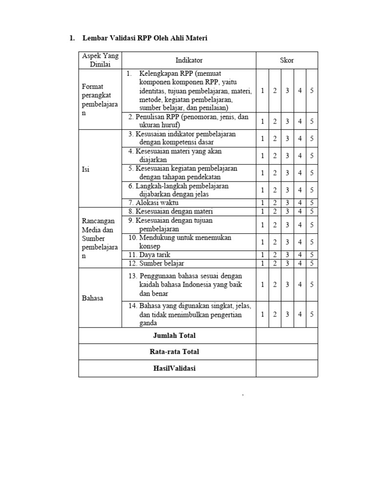 Lembar Validasi | PDF
