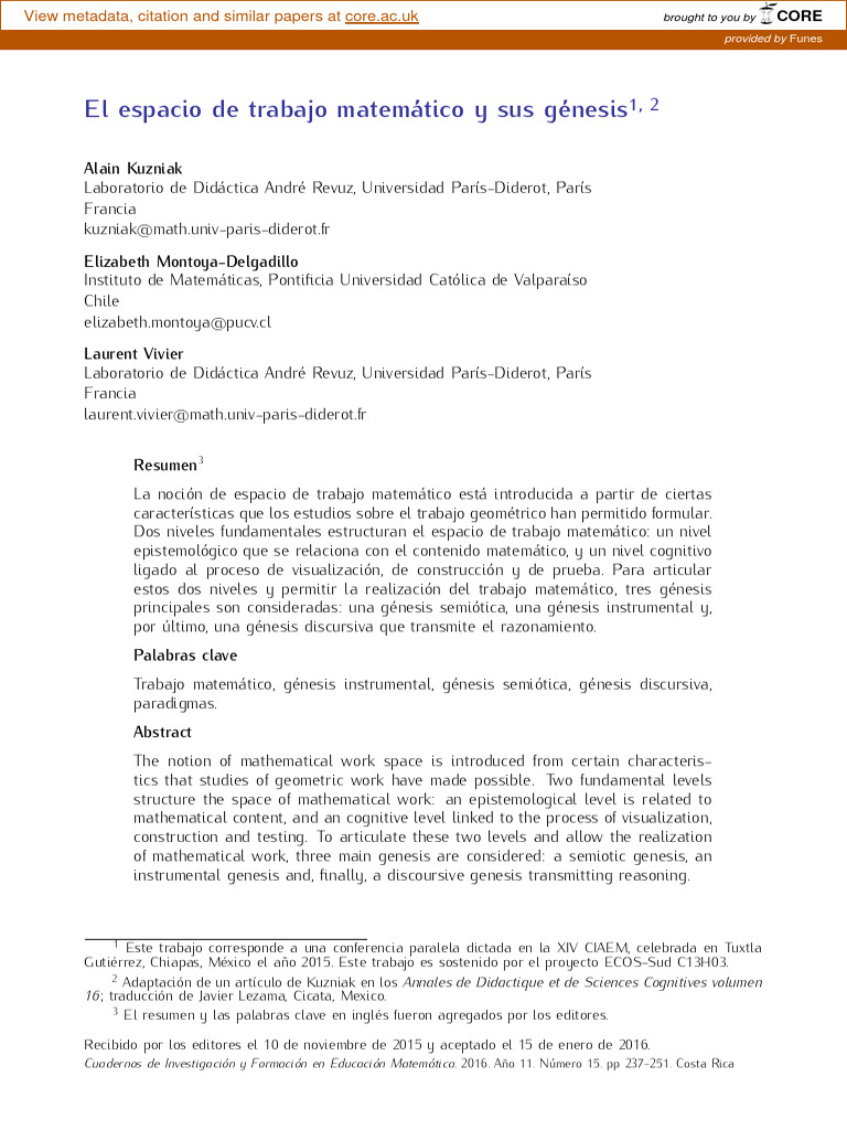 El Espacio de Trabajo Matemático y Sus Génesis | PDF | Geometría | Espacio