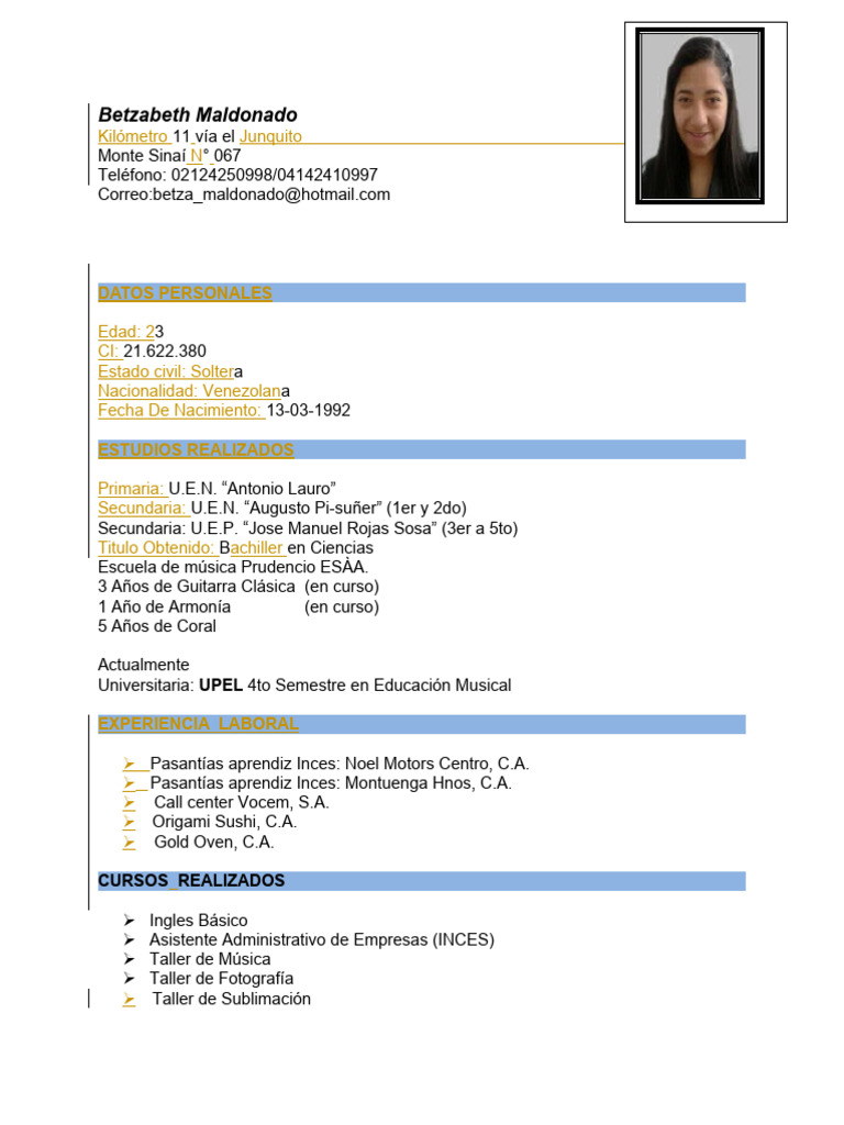 Curriculum Betzabeth Maldonado | PDF