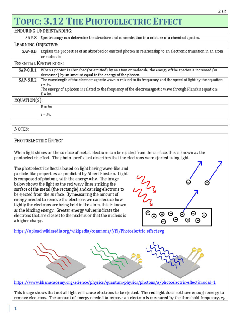 3.12 The Photoelectric Effect Student | PDF | Photoelectric Effect | Photon