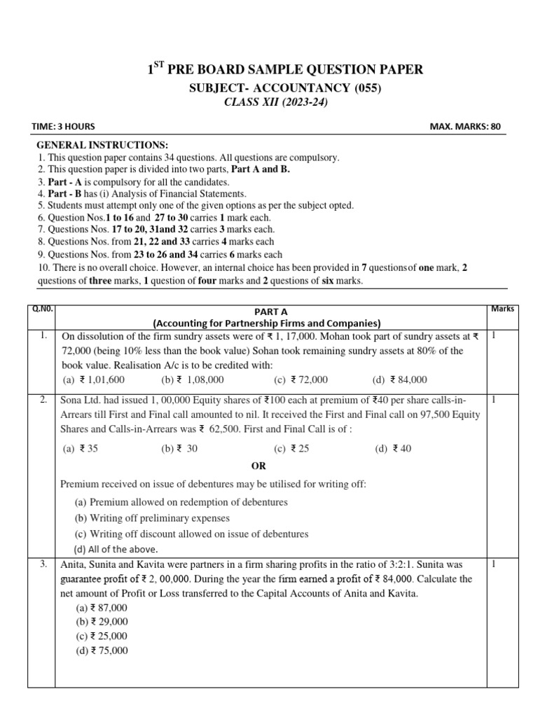 PB SQP 12th ACC (SS) 2023-24 | PDF | Revenue | Financial Accounting