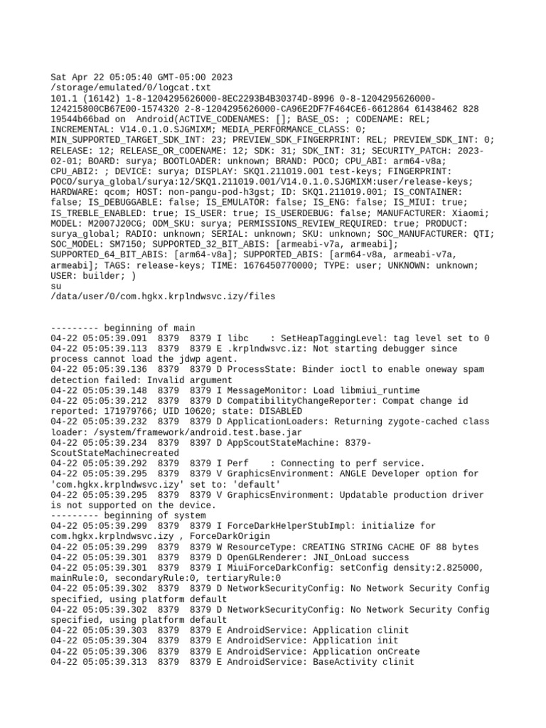 Logcat | PDF | Computing | Information Technology