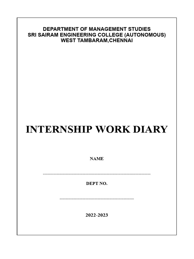 Internship Diary Template 2023 | PDF | Technology & Engineering