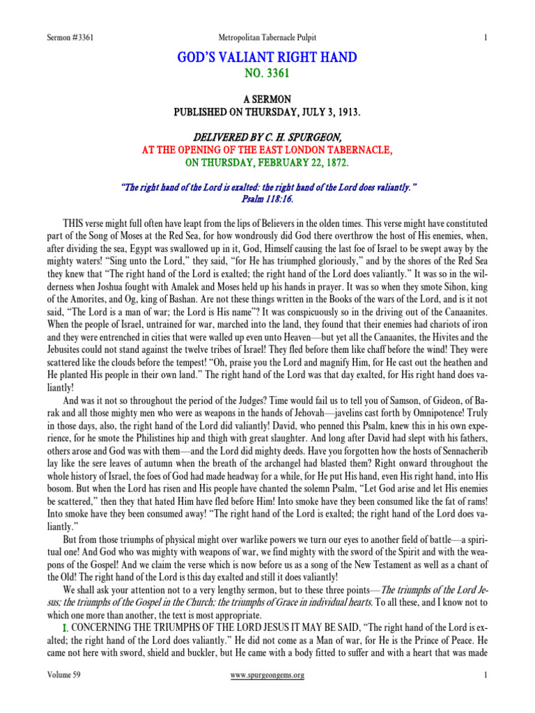 #3361 - God's Valiant Right Hand | PDF | Jesus | Sermon