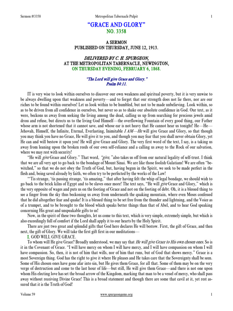 #3358 - 'Grace and Glory' | PDF | Glory (Religion) | Grace In Christianity