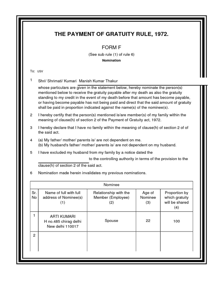 GRAUITY FORM (Download Template, Fill The Details - 86856085666471 ...