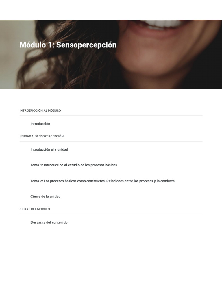 Módulo 1: Sensopercepción | PDF | Percepción | Sicología