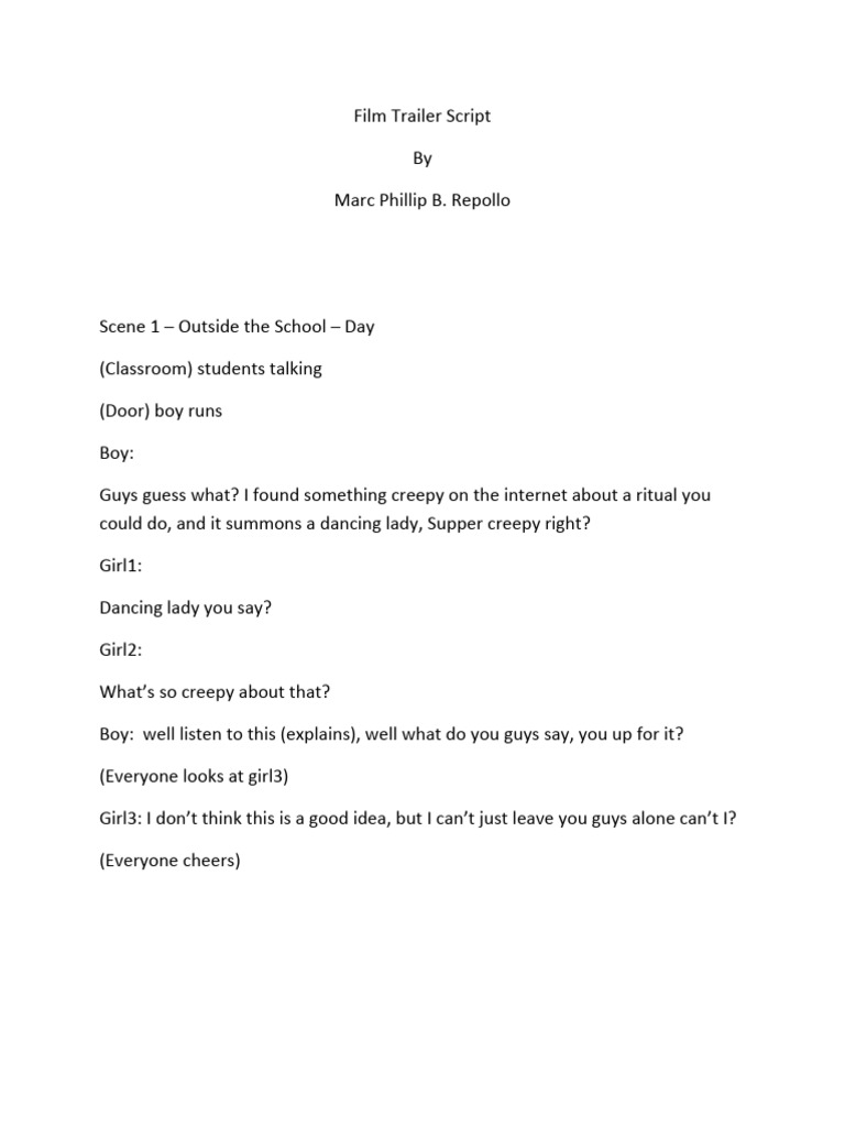 Film Trailer Script | PDF