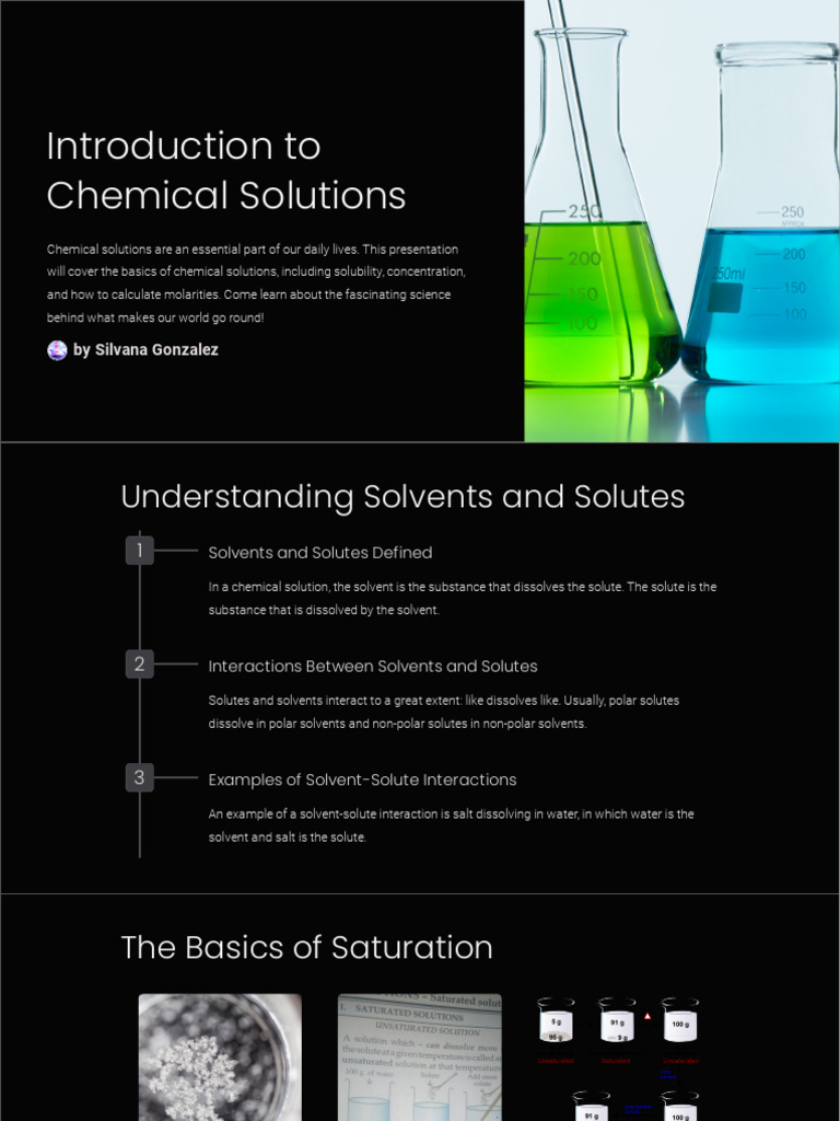 Introduction To Chemical Solutions | PDF | Mole (Unit) | Solubility