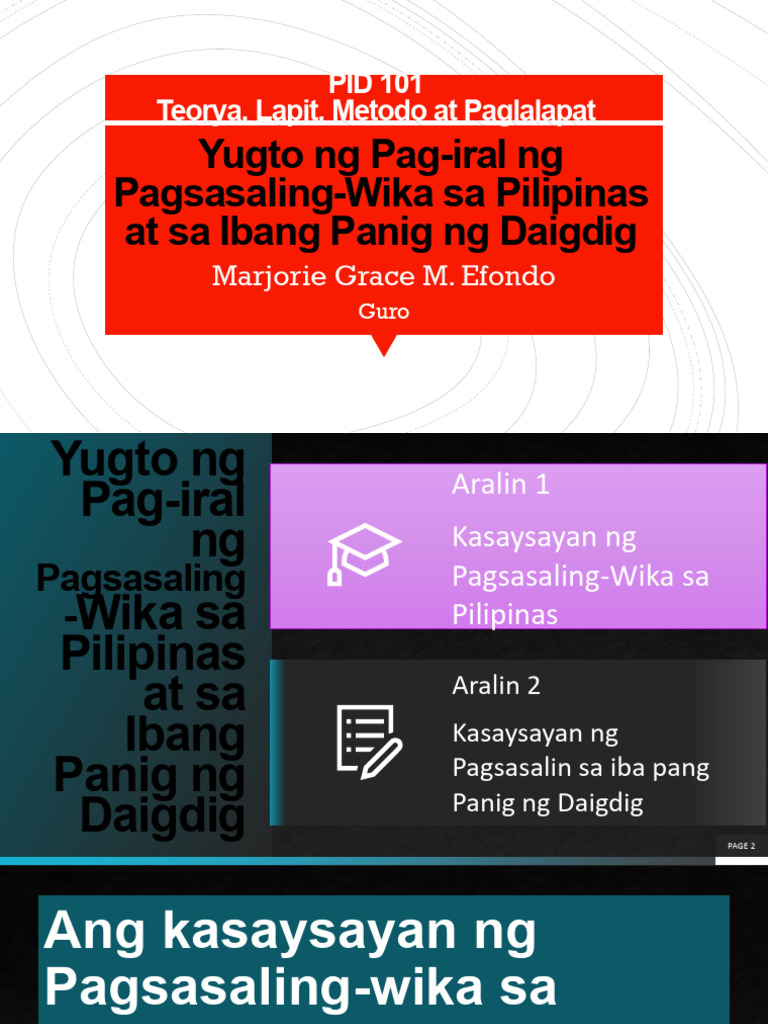 Yugto NG Pag Iral NG Pagsasaling Wika Sa Pilipinas at Sa Ibang Panig NG Daigdig | PDF