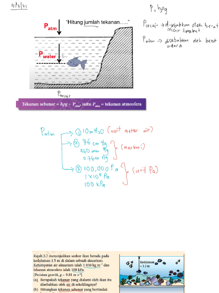 (PART 2) 2.1 Tekanan Dalam Cecair | PDF