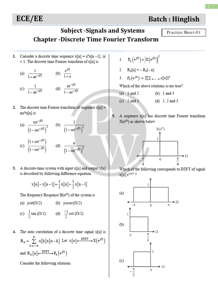 Discrete Time Fourier Transform Practice | PDF | Theoretical Computer ...