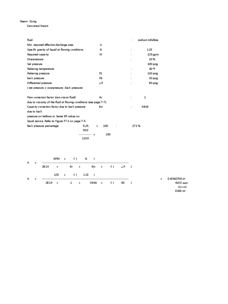 PSV Calculation Sheet | PDF | Pressure | Gases