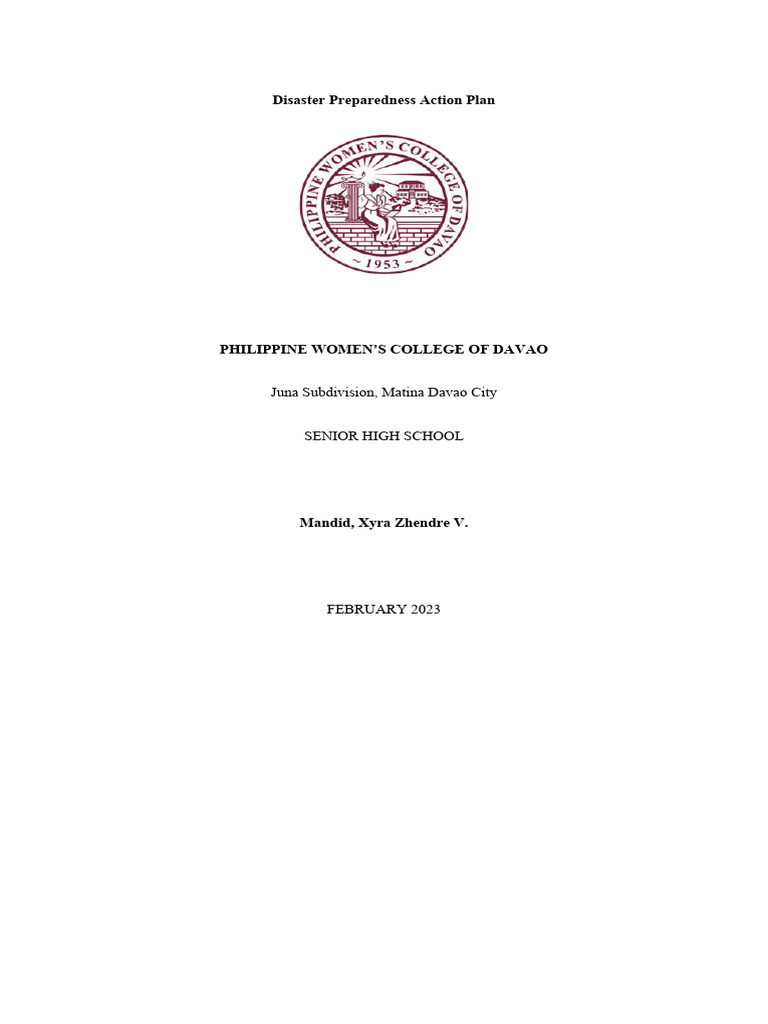 Disaster Preparedness Action Plan by A Student | PDF | Emergency ...