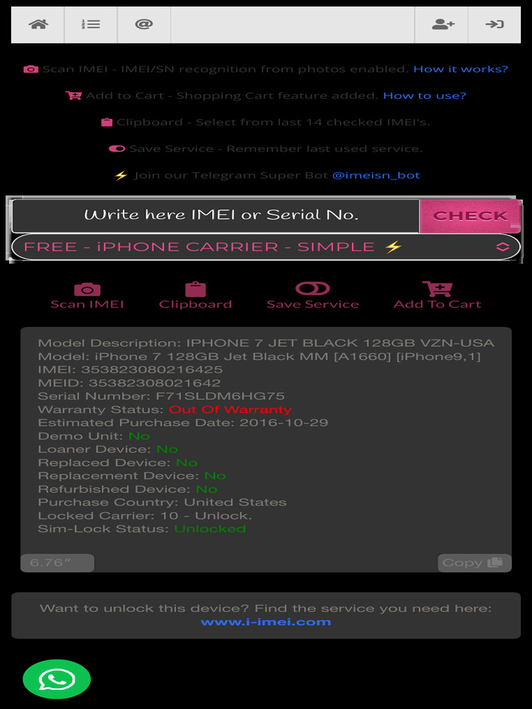Free Imei Checker Online - Sickw - Com Imei Check Service 4 | PDF