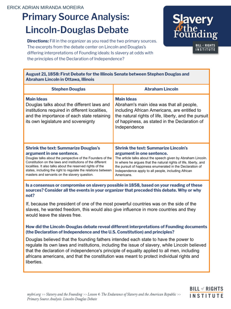 Primary+Source+Analysis+Lincoln-Douglas | PDF | United States ...