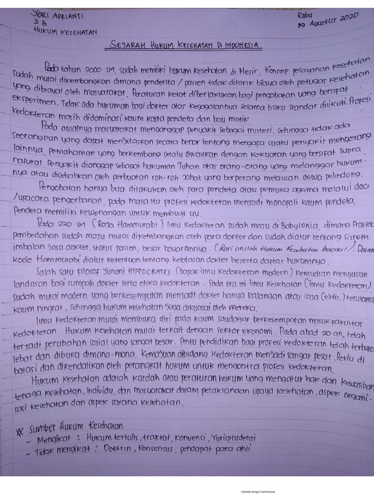 Yori Aprianti Hukum Kesehatan 079 Gizi3B PDF | PDF