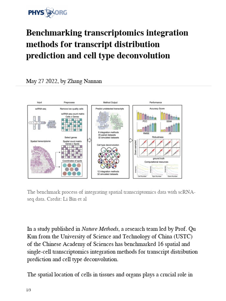 2022 05 Benchmarking Transcriptomics Methods Transcript Cell | PDF ...