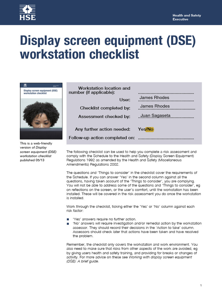 DSE Checklist | PDF | Computer Keyboard | Chair