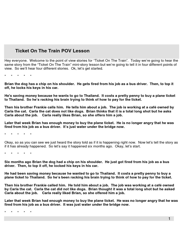 Ticket On The Train POV | PDF