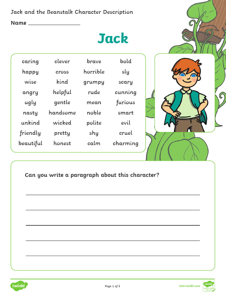 Y1 English Thursday 28th Describe A Character | PDF