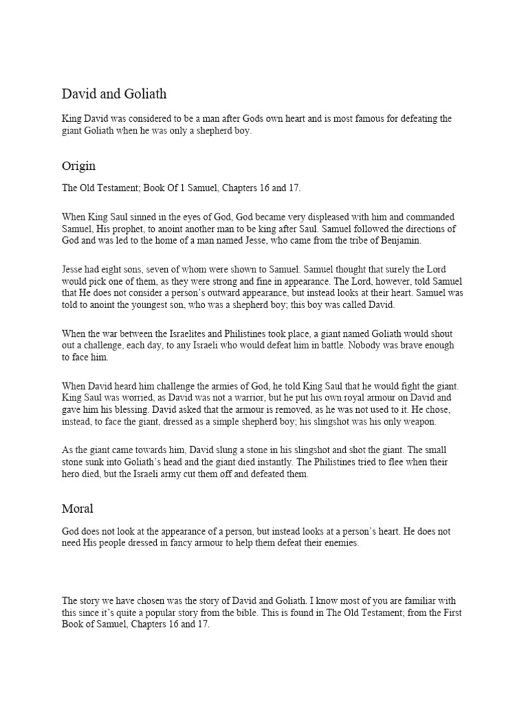David and Goliath | PDF | Goliath | Samuel