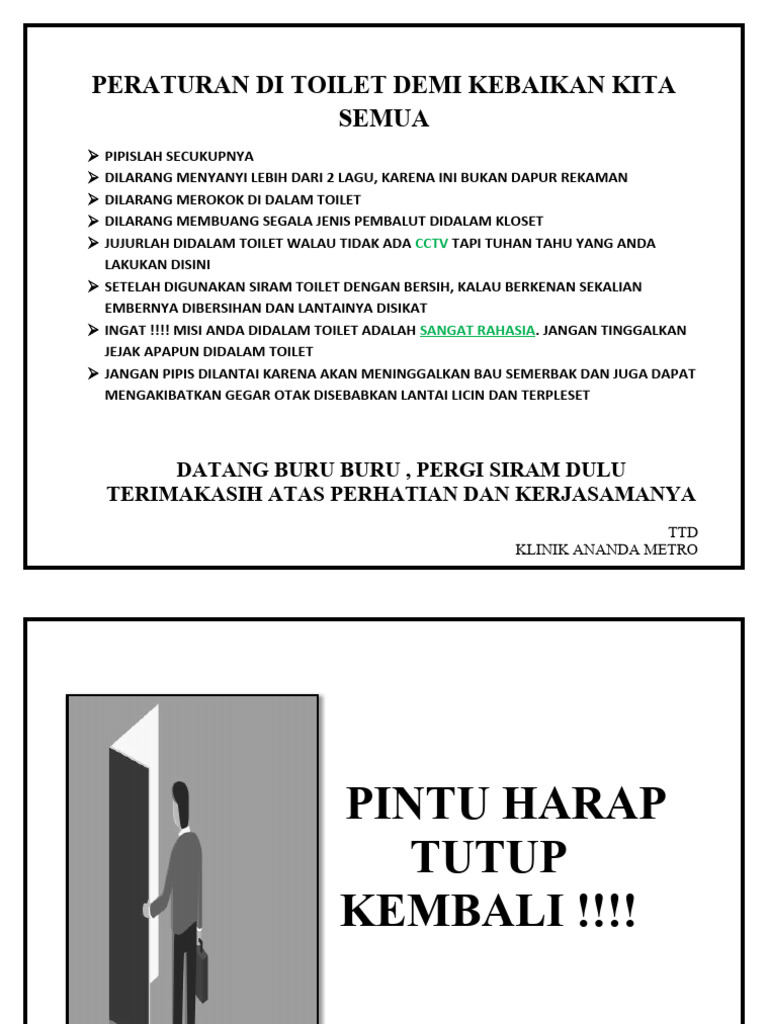 Peraturan Etika Toilet Umum | PDF
