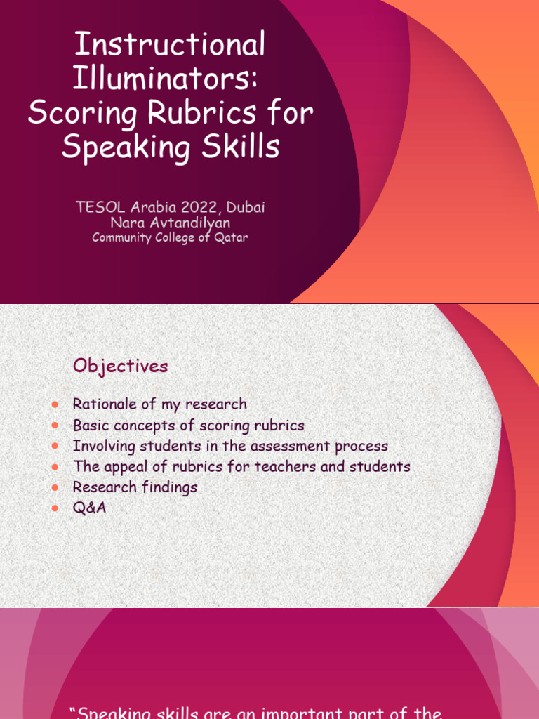 TESOL Arabia 2022 Scoring Rubric PPT Short | PDF | Rubric (Academic ...