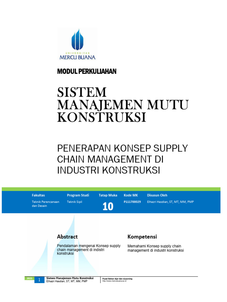 Modul10 Sistem Manajemen Mutu Konstruksi Elhazri | PDF