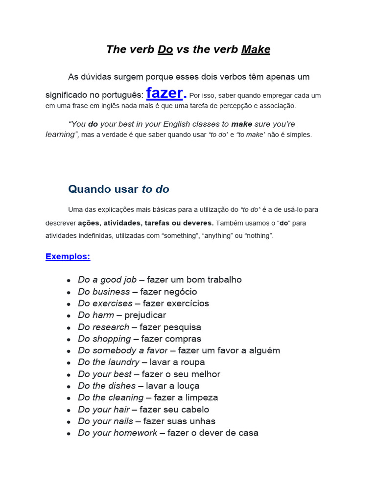 The Verb Do Vs The Verb Make | PDF | Linguística