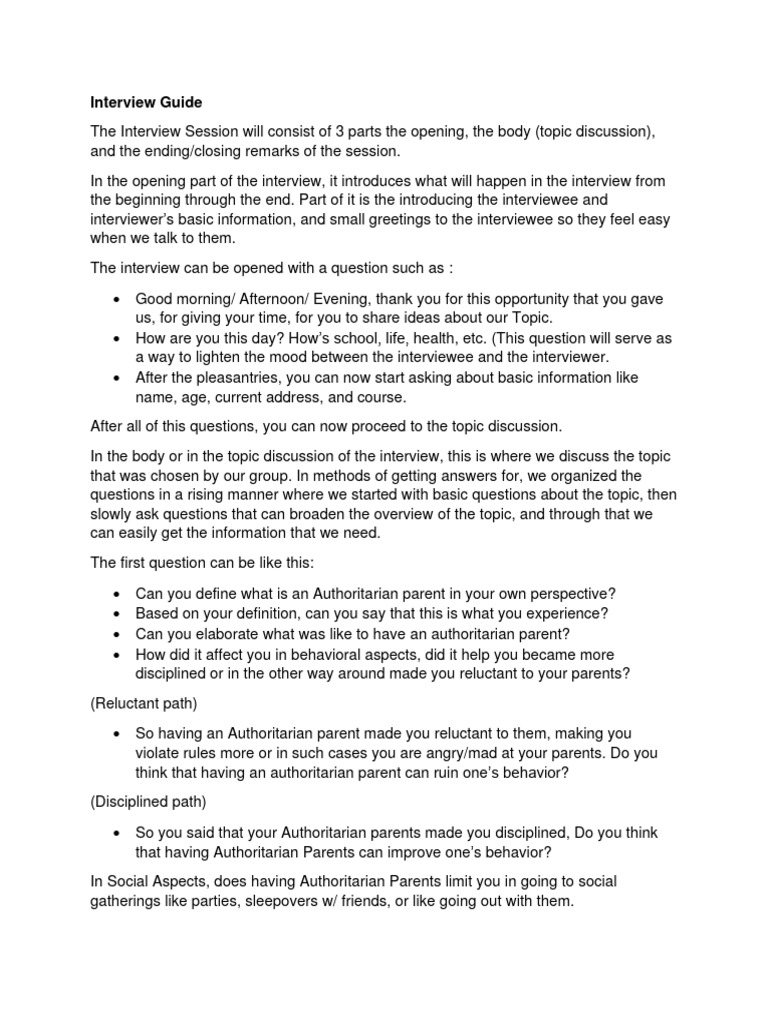 Interview Guide | PDF | Interview | Cognition