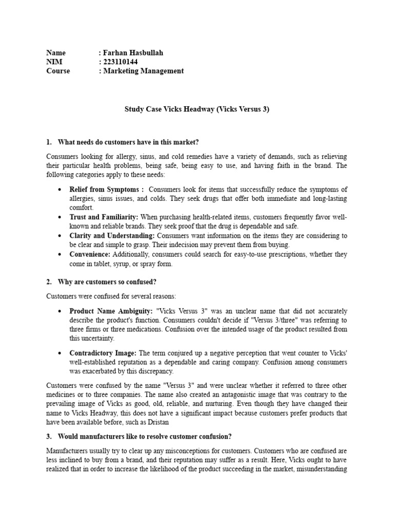 Vicks Headway: Analyzing Market Confusion | PDF | Marketing | Brand