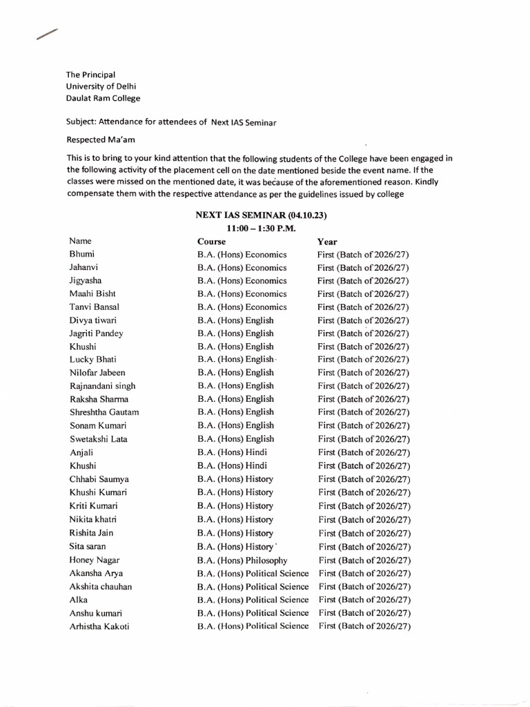 Next IAS Attendance | PDF
