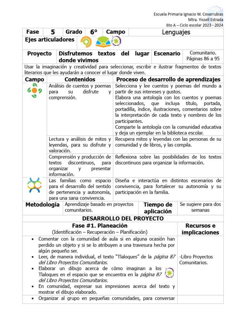 6to Grado Octubre - 01 Disfrutemos Textos Del Lugar Donde Vivimos (2023 ...