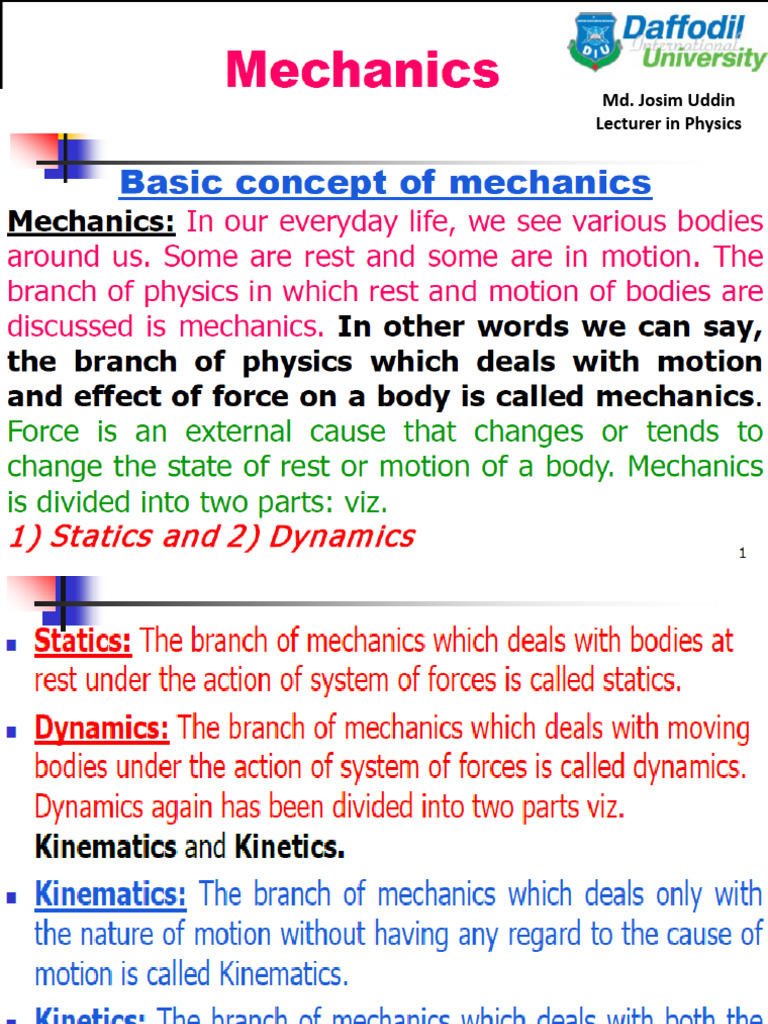 PHYS-113 (Mechanics) | PDF